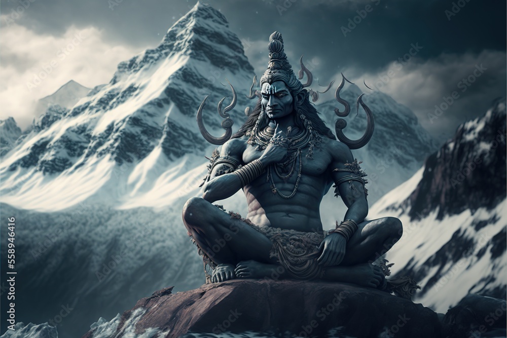 Hindu God Shiva Generative AI Stock Illustration | Adobe Stock