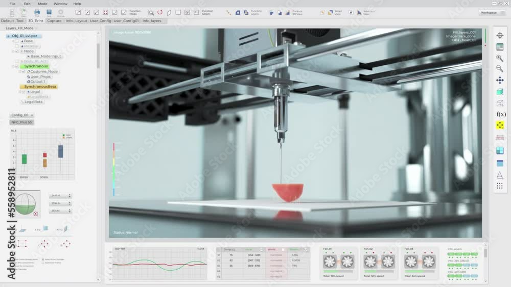 Automated futuristic machine mechanism manufacturing human organ ...
