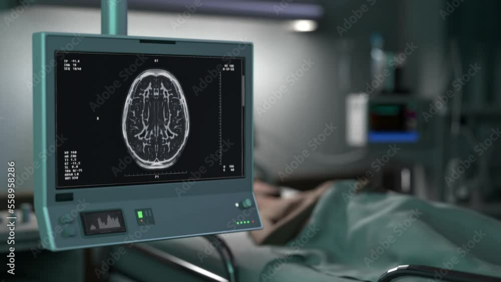 X-ray Anatomy Imaging System Inspects Brain Of Patient At Hospital. X ...