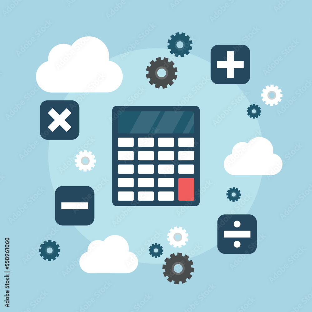 Vector illustration of calculator icon, calculation flat design ...