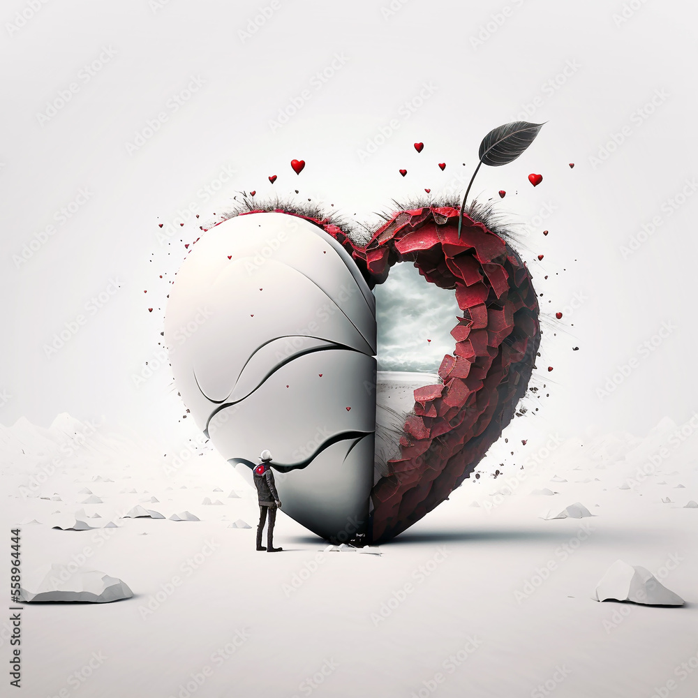 broken heart heart, concept art Stock Illustration | Adobe Stock
