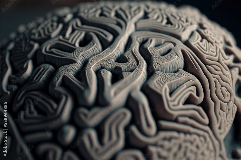 a close up of a human brain with a black background and a white ...