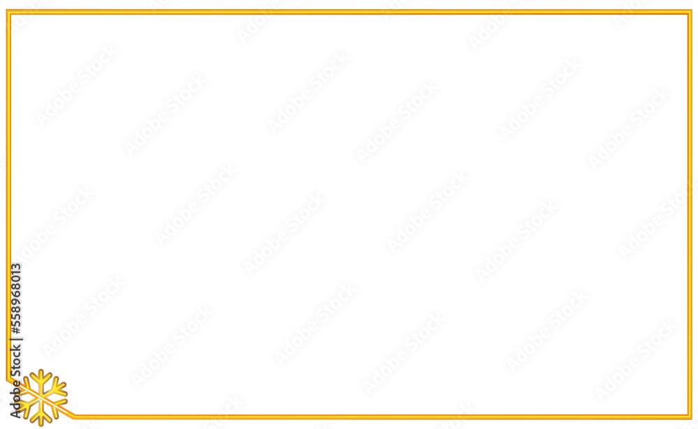 Simple golden frame with corner element snowflake. New year and ...