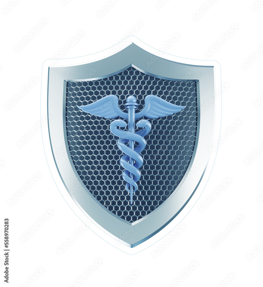 Medical Safety Emblem. A blue Caduceus symbol in the center of a ...