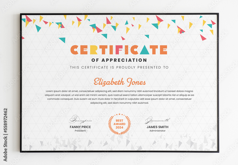 Certificate Layout with Colorful Accents Stock Template | Adobe Stock