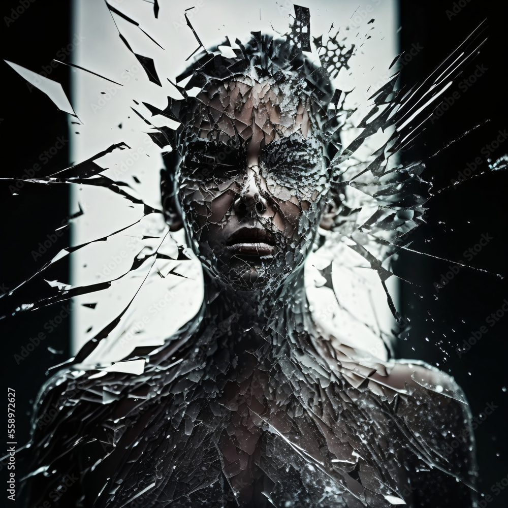 Desperate crying woman. Depression. Shattered face. Violence against ...