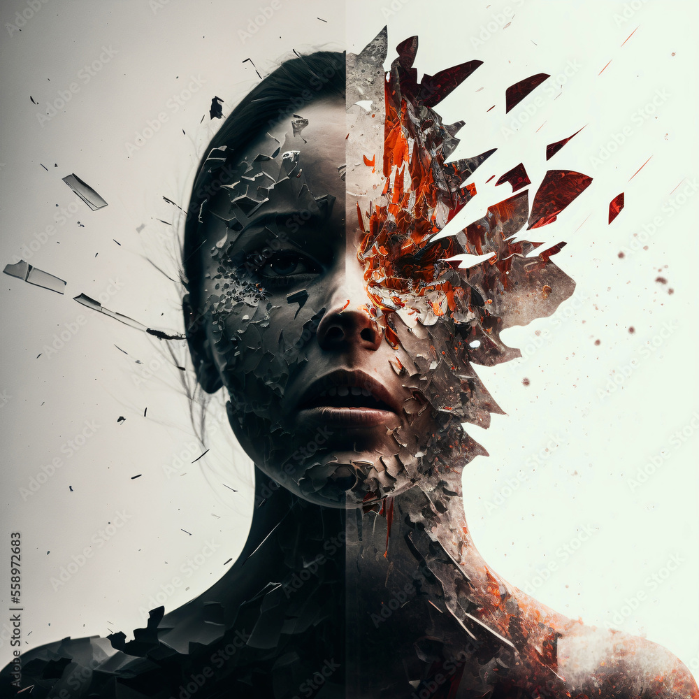 Desperate crying woman. Depression. Shattered face. Violence against ...