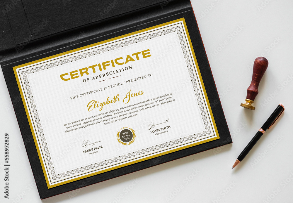 Certificate Layout with Golden Accents Stock Template | Adobe Stock