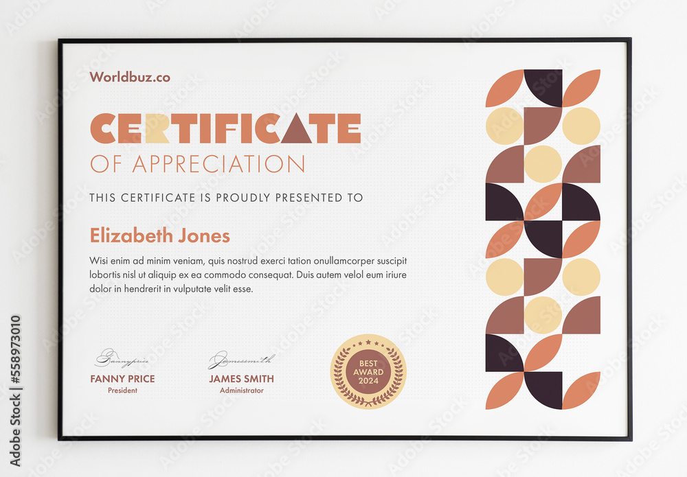 Certificate Layout with Pattern Design Elements Stock Template | Adobe ...