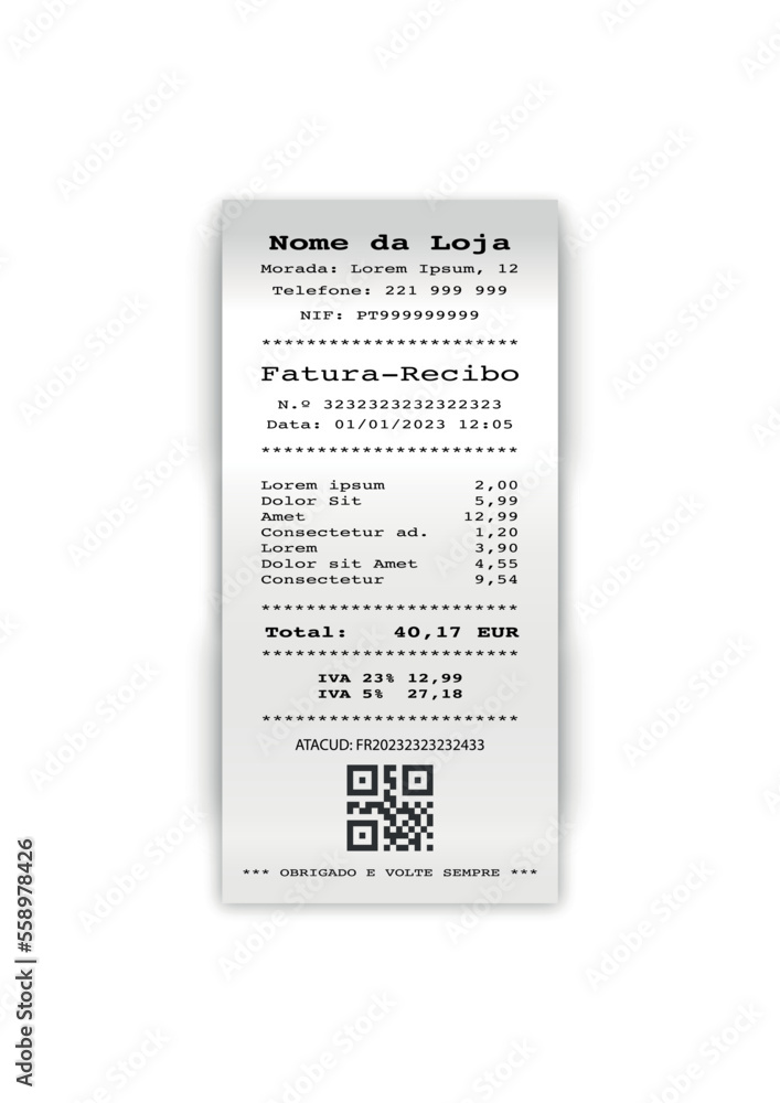 Simple and Minimalistic Euro Portuguese Invoice (Fatura-recibo) with QR ...