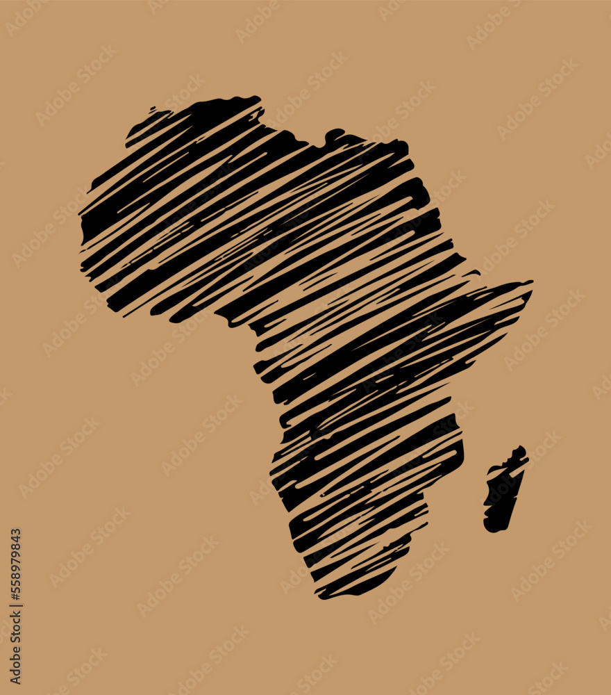 Simple Abstract Hand Drawn Map of Africa. Vector Illustration with ...