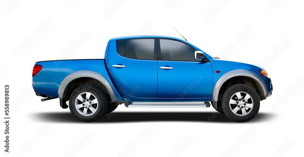 Mitsubishi L200 pickup truck, side view isolated on white background ...