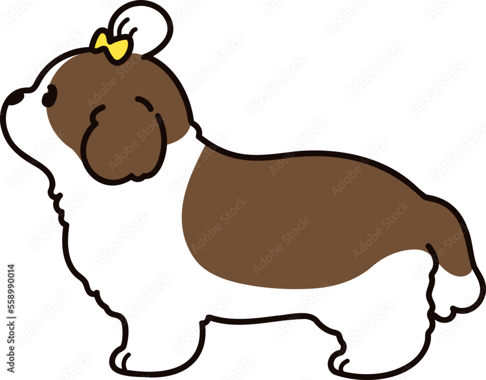Simple and cute illustration of Shih Tzu in side view Stock Vector ...