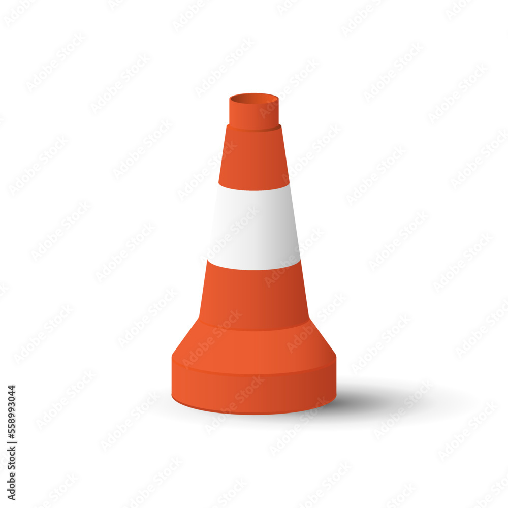 Realistic guard cone vector mockup on transparent background. Stock ...