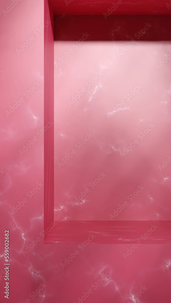 3d render with pink marble wall for beauty product showcase. Empty ...