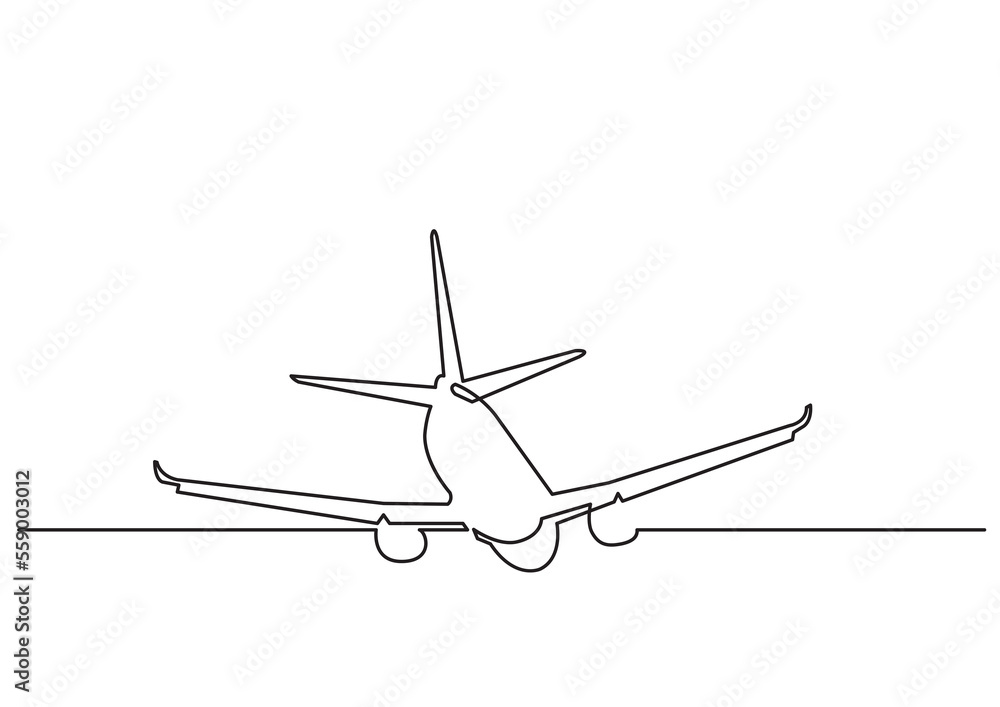 continuous line drawing of passenger airplanes flights airport PNG ...