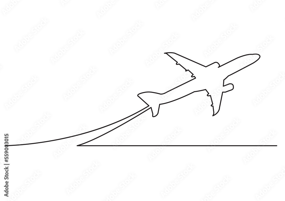 continuous line drawing of passenger airplanes flights airport PNG ...