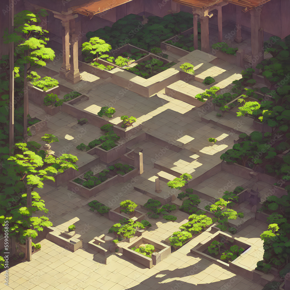 Palace Atrium Garden 01- Background for Level Design, RPG and Indie ...