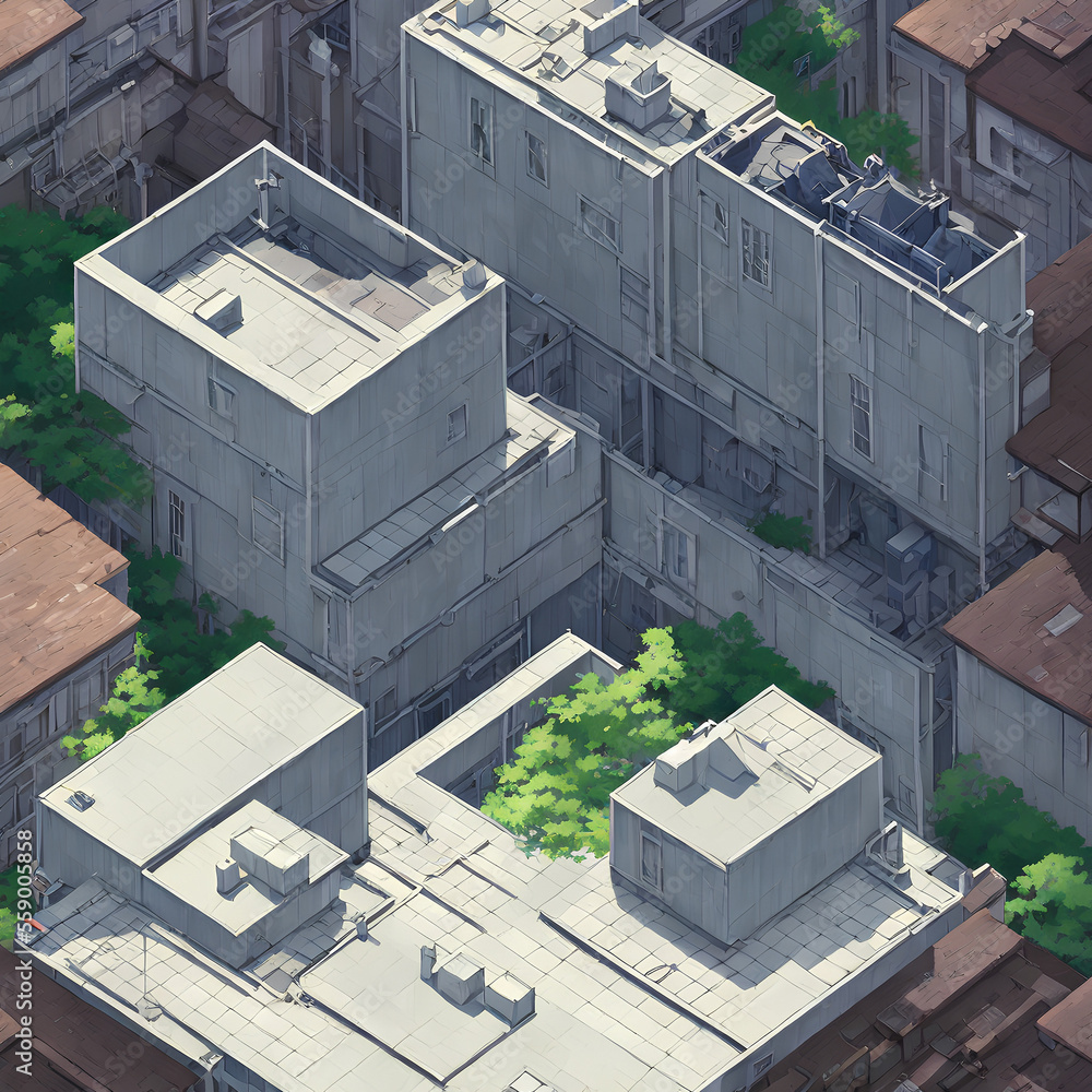 Houses Rooftop 03- Background for Level Design, RPG and Indie Games (AI ...