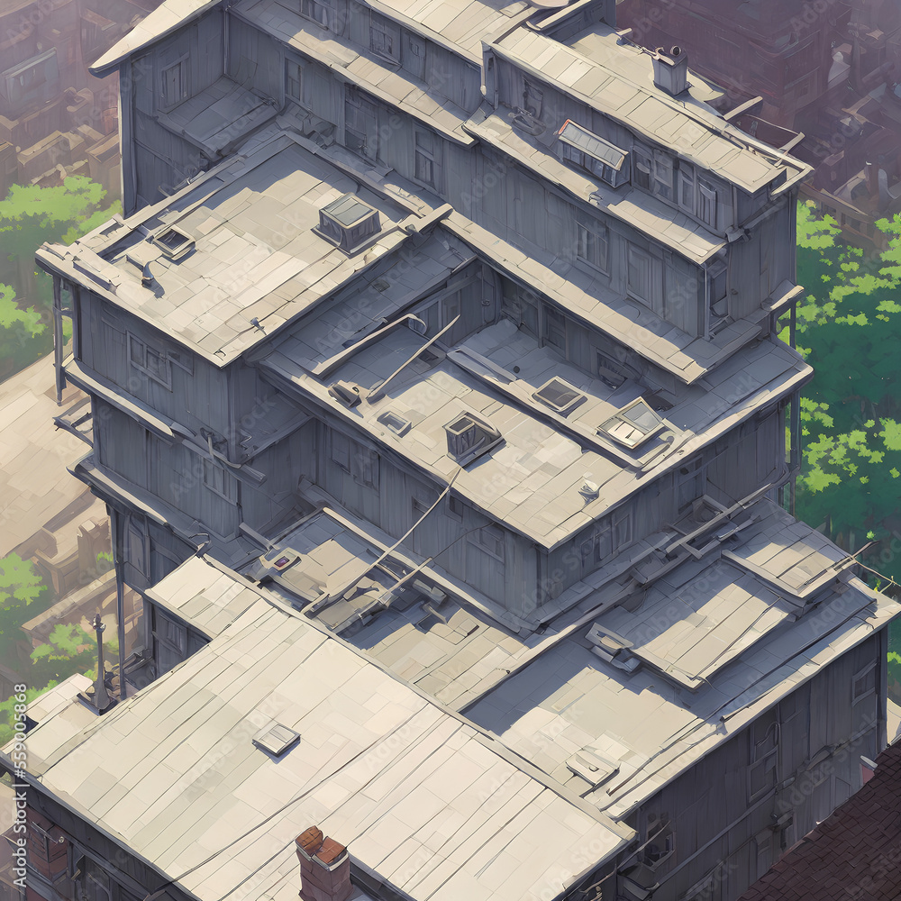 Houses Rooftop 01- Background for Level Design, RPG and Indie Games (AI ...