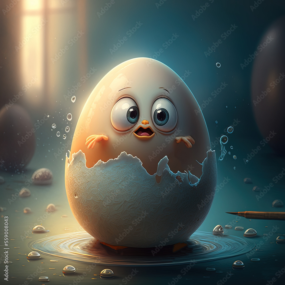cartoon egg. Generative AI picture. Stock Illustration | Adobe Stock