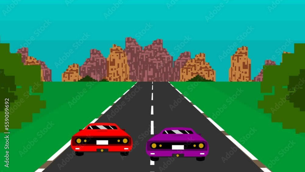 Video „Animated video of old racing car game in 8-bit style with other ...