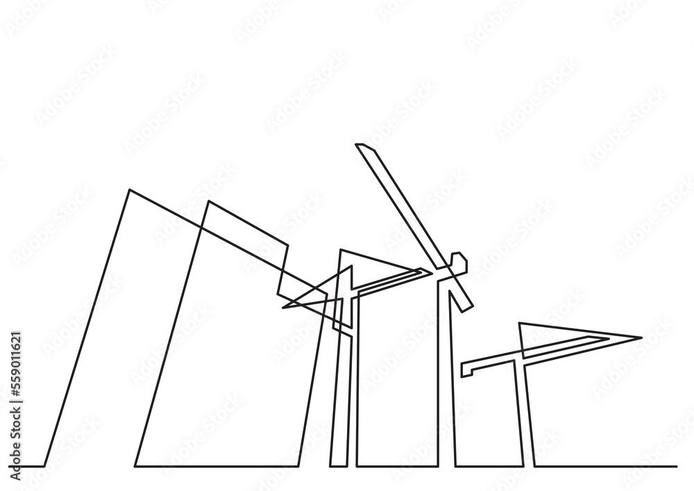 continuous line drawing of construction buildings with cranes PNG image ...
