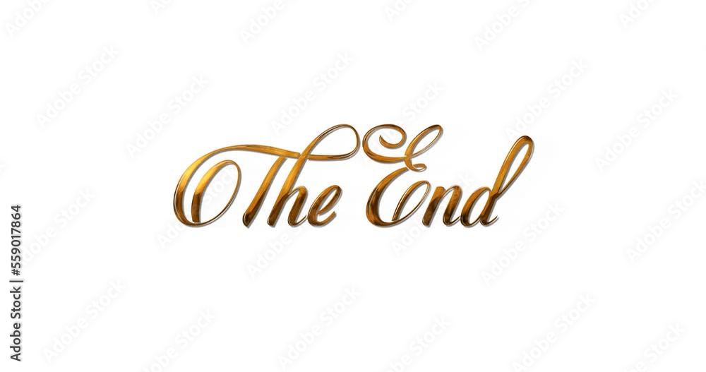 Stockvideo The end animation. Animated Golden text is handwritten in ...
