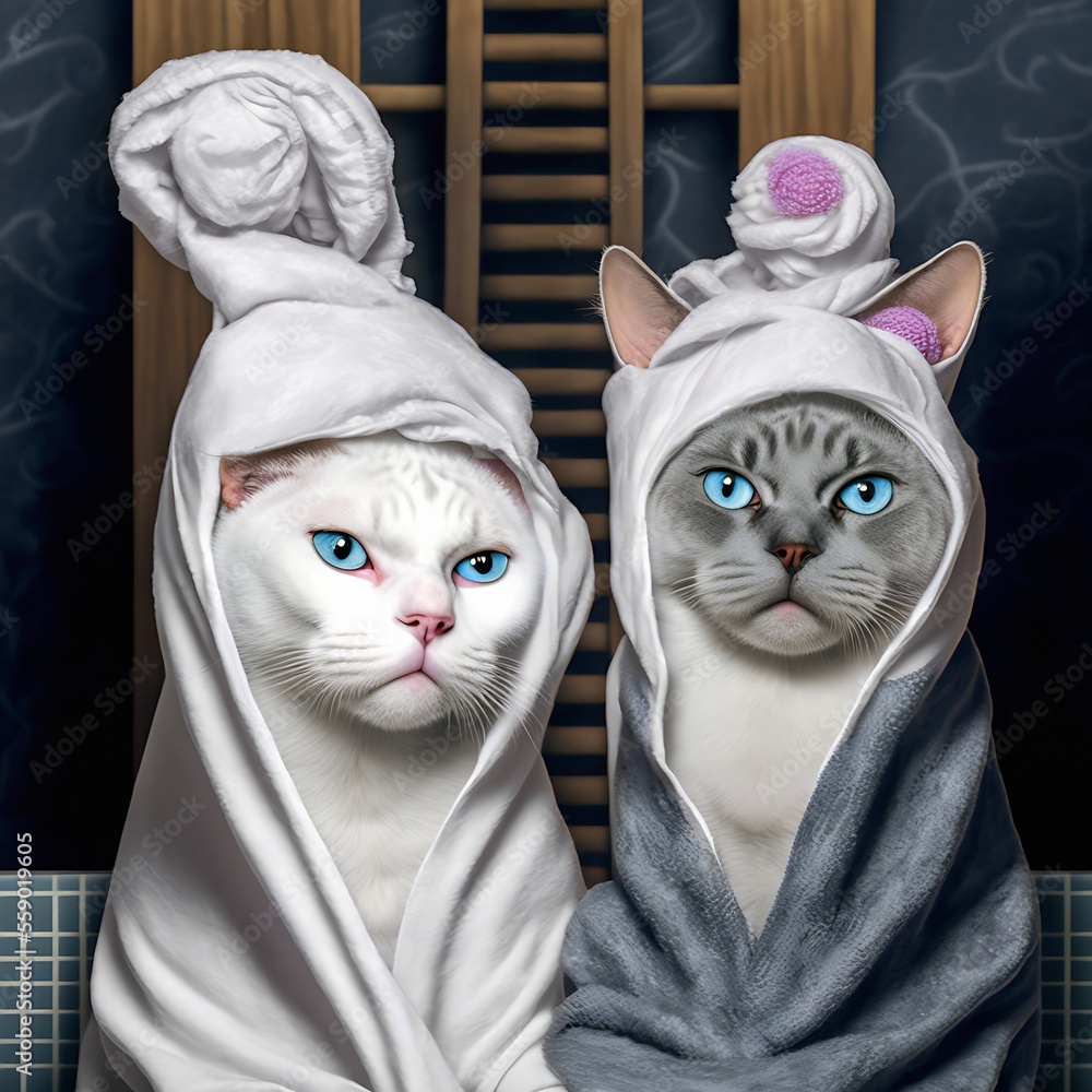 Two incredibly cute Khao Manee female cat and Ojos Azules female cat ...