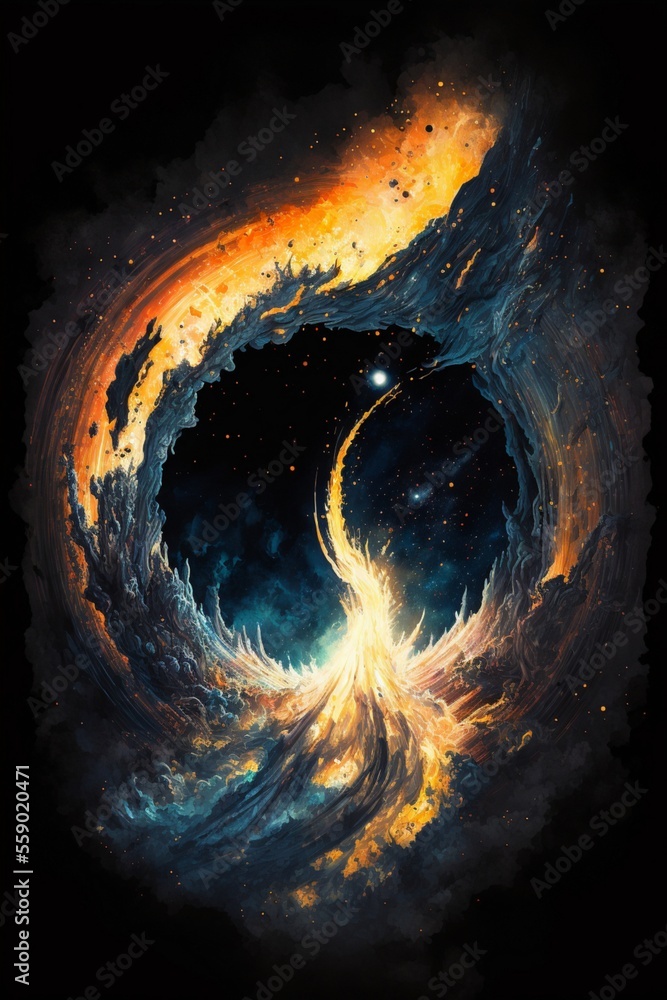 Black hole, disk, glowing plasma, supermassive, singularity, outer ...