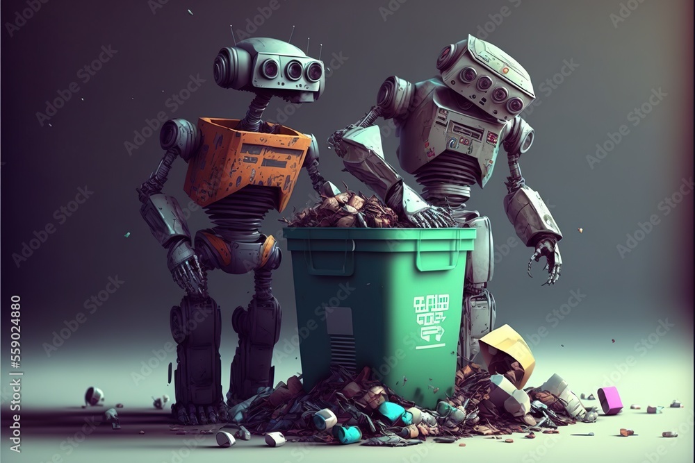 Robots sorting waste, trash, concept of artificial intelligence doing ...