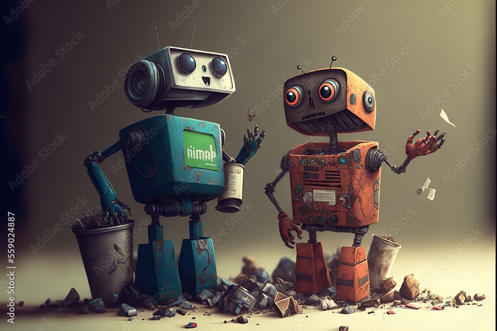 Robots sorting waste, trash, concept of artificial intelligence doing ...