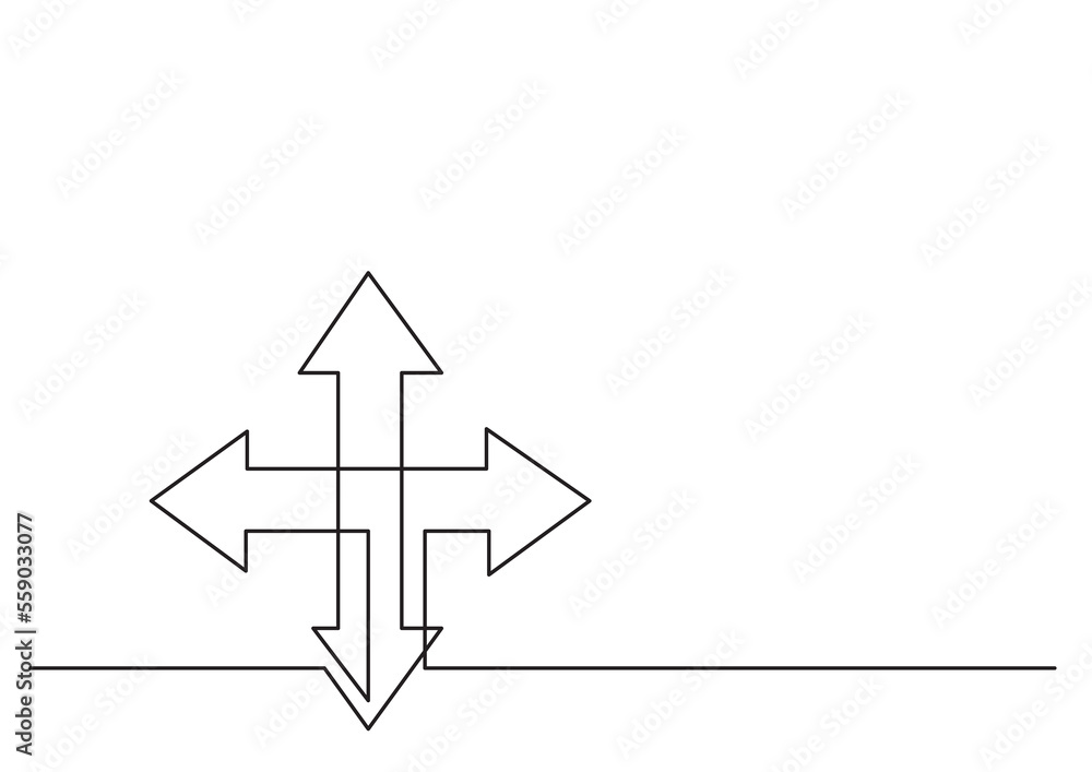 continuous line drawing of arrow symbol arrows icon PNG image with ...