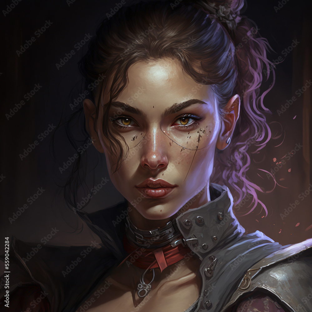 Role play dnd character portrait female human Rogue avatar Generative ...