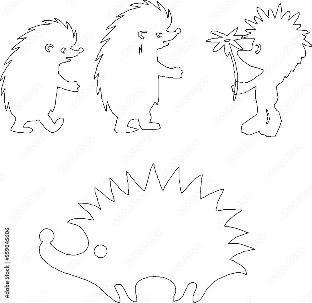 simple cute hedgehog character logo illustration vector sketch for ...