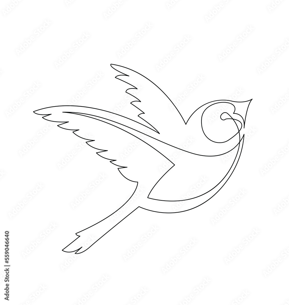 continuous line drawing of bird PNG image with transparent background ...