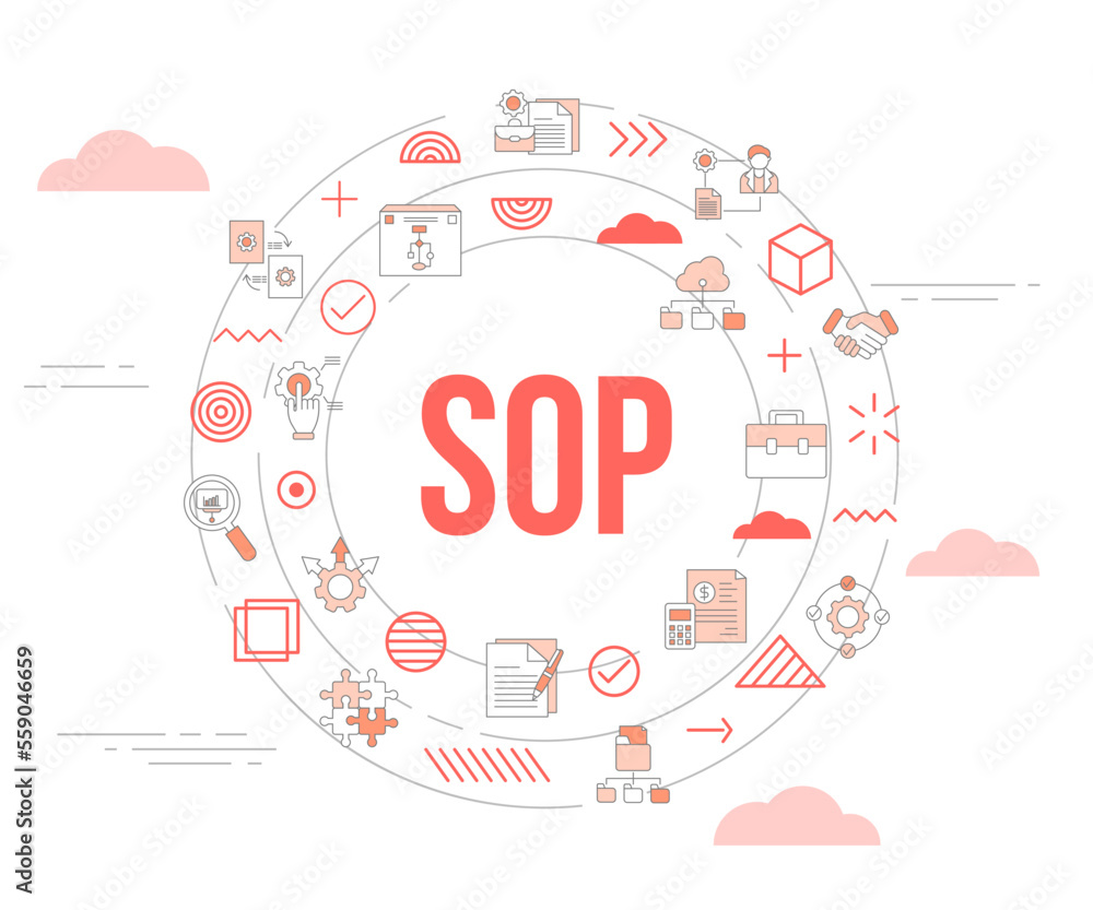 sop standard operating procedure concept with icon set template banner ...