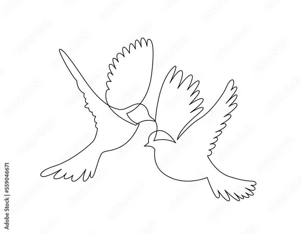 continuous line drawing of bird PNG image with transparent background ...