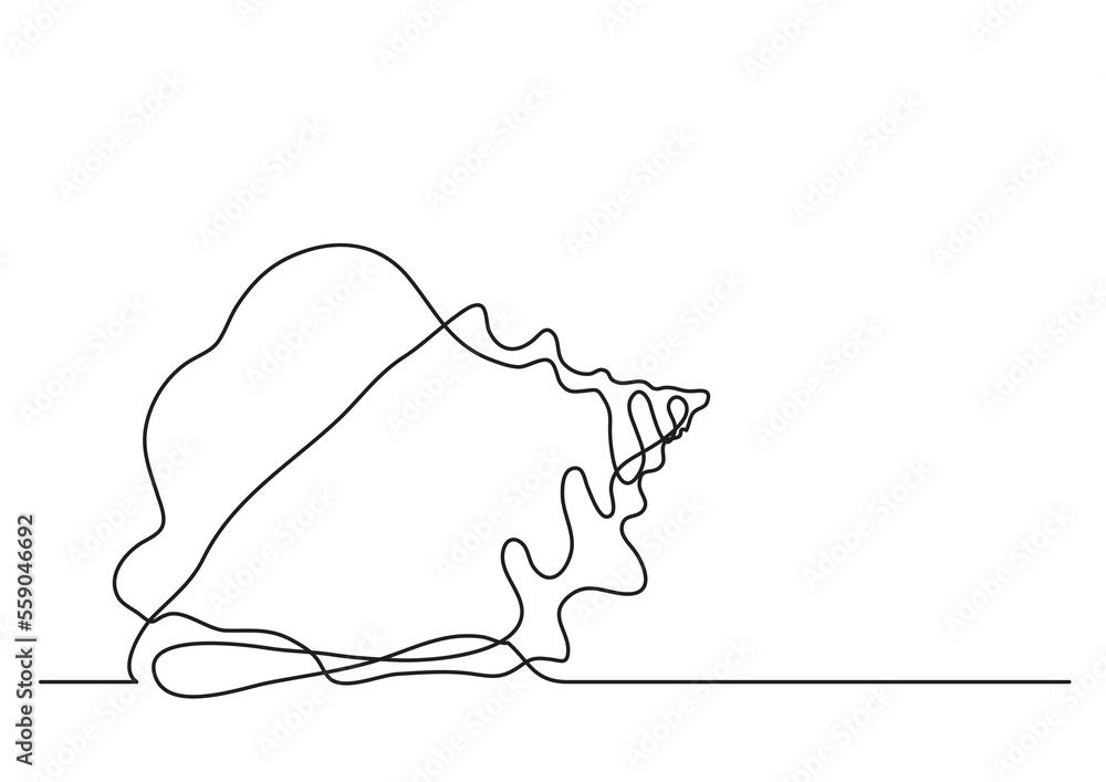 single line drawing of sea shell PNG image with transparent background ...