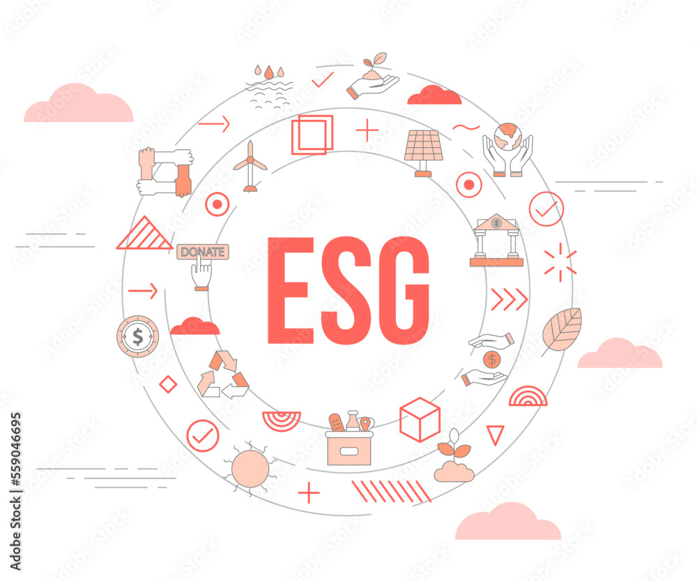 esg environmental social governance concept with icon set template ...