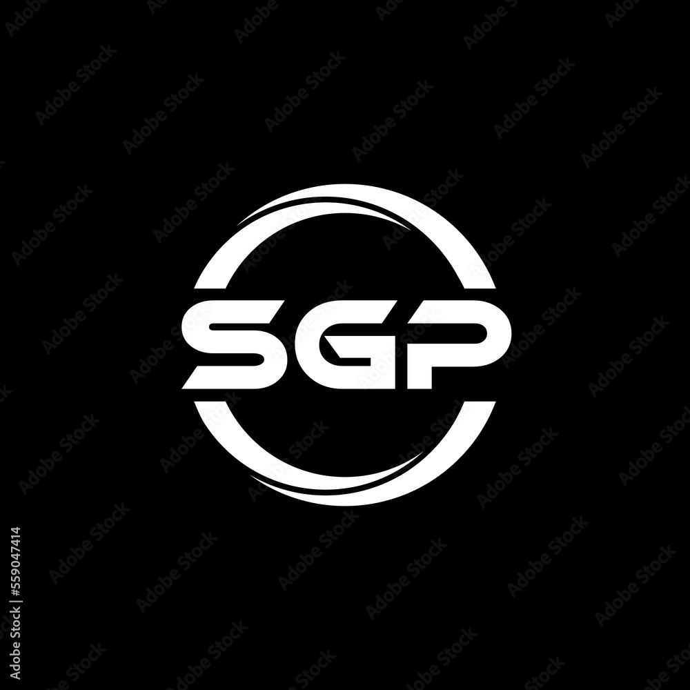 SGP letter logo design with black background in illustrator, cube logo ...