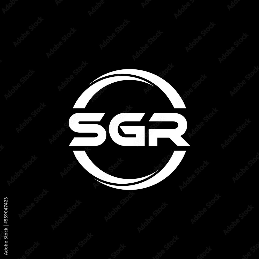 SGR letter logo design with black background in illustrator, cube logo ...
