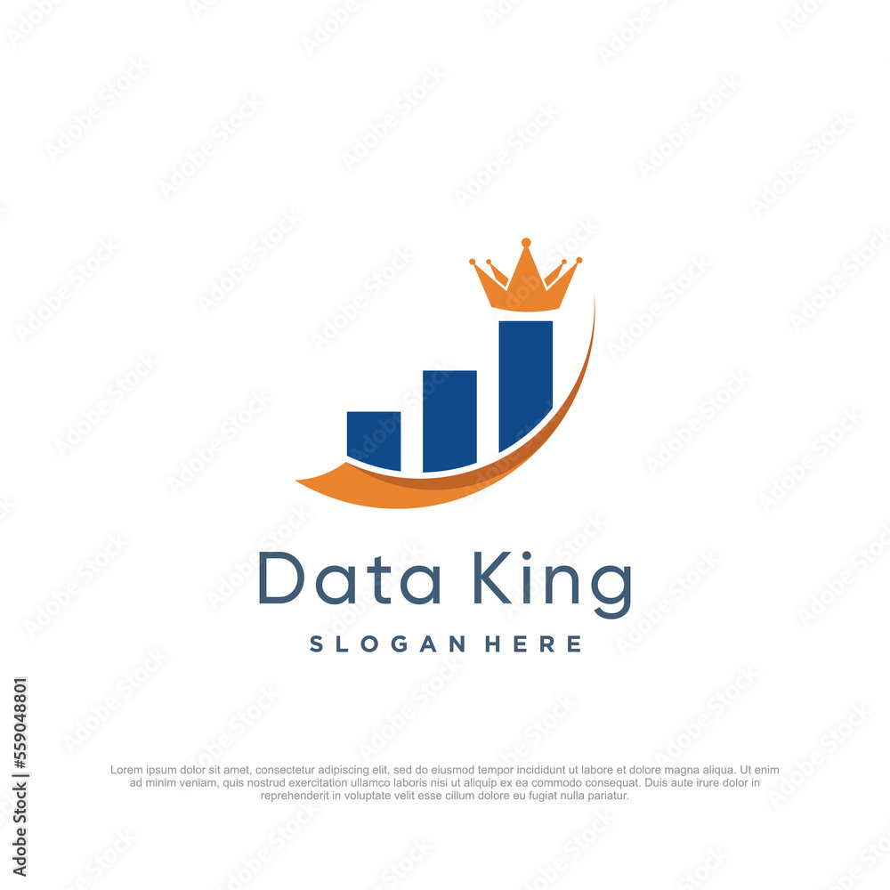 Data chart with crown logo vector concept design Stock Vector | Adobe Stock