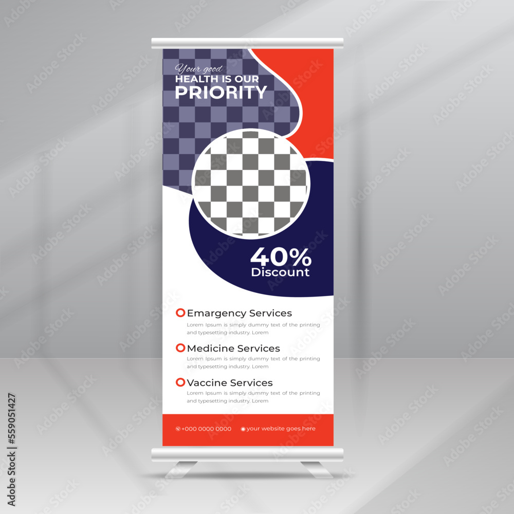 Healthcare and medical clinic roll up and standee banner, Creative ...