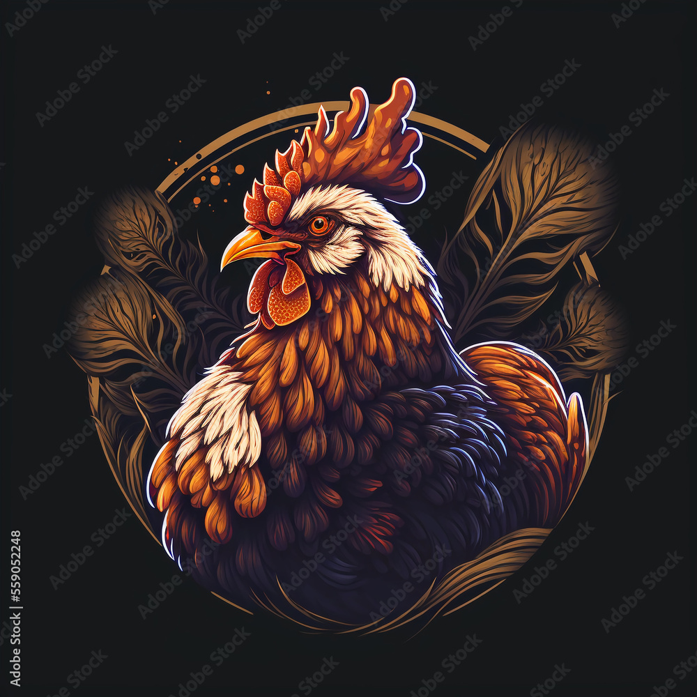 Chicken with leaves. Chicken logo. Chicken symbol. Logo symbol. Vector ...