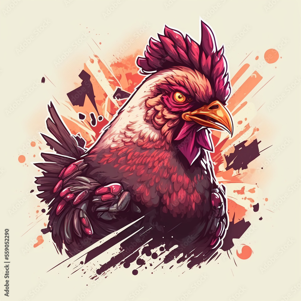 Angry chicken cartoon. Vector illustration. Generative AI Stock ...