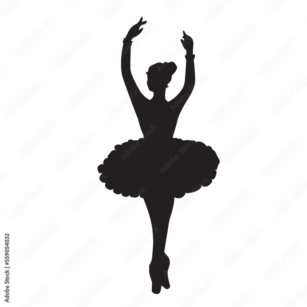 Female young adult ballerina ballet dancer pose with black color ...