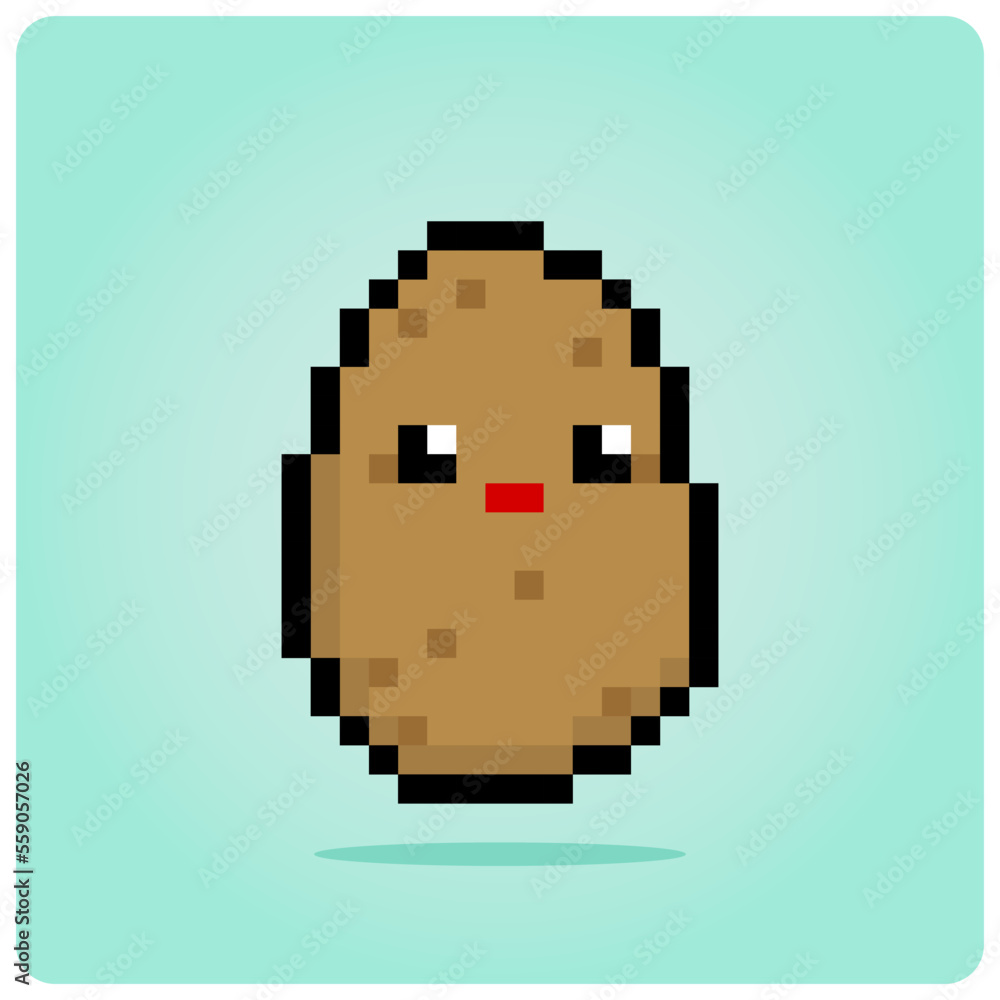 8 bit pixel potato in kawaii style. vegetables adorable for game assets ...
