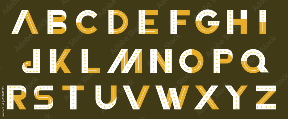 Light Bulb Alphabet letter font, Yellow Letters, Marquee Alphabet ...