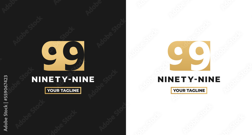 Number 99 logo or Logo Number 99 isolated on white and black background ...
